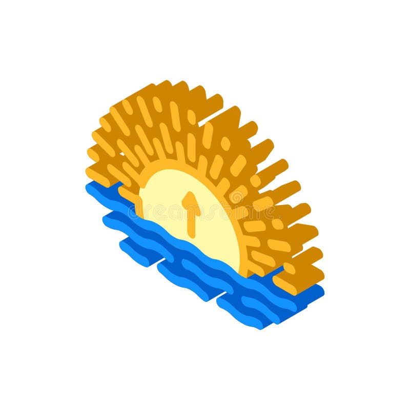 Rising Sun Progress Isometric Icon Vector Illustration Stock ...