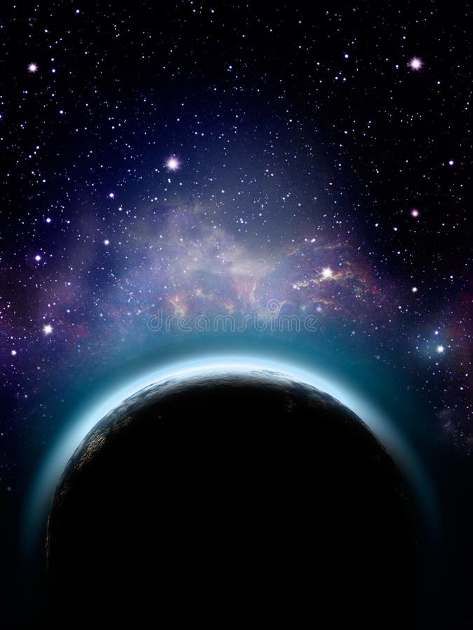 Rising Sun Under the Earth Planet Stock Illustration - Illustration of ...