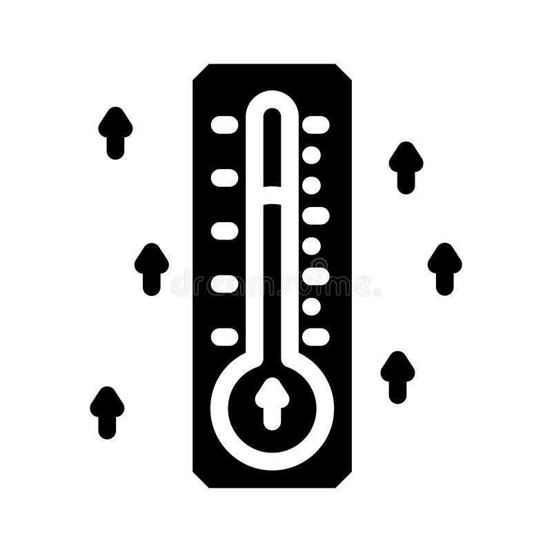 Rising Temperature Gauge Progress Glyph Icon Vector Illustration Stock ...