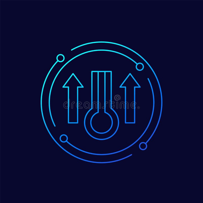 Rising Temperature Icon, Linear Design Stock Vector - Illustration of ...