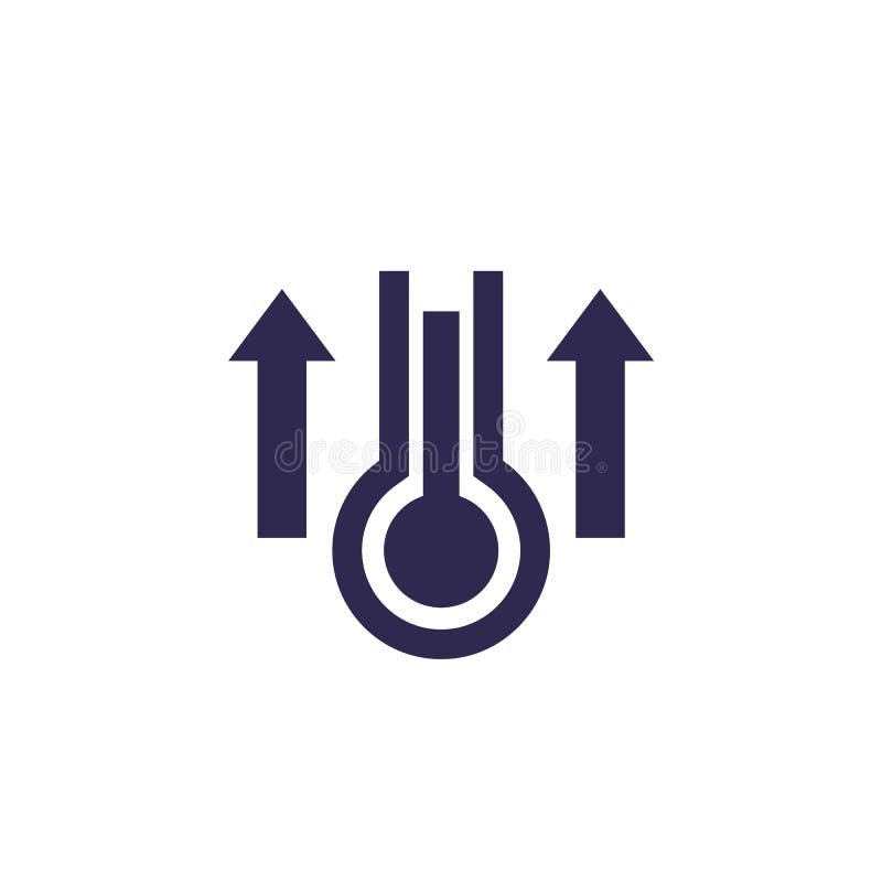 Rising Temperature Icon on White Stock Vector - Illustration of ...