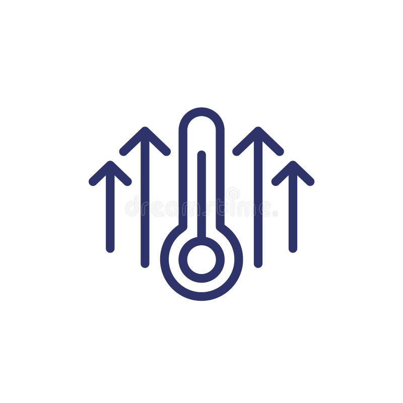 Rising Temperature Line Icon on White Stock Vector - Illustration of ...