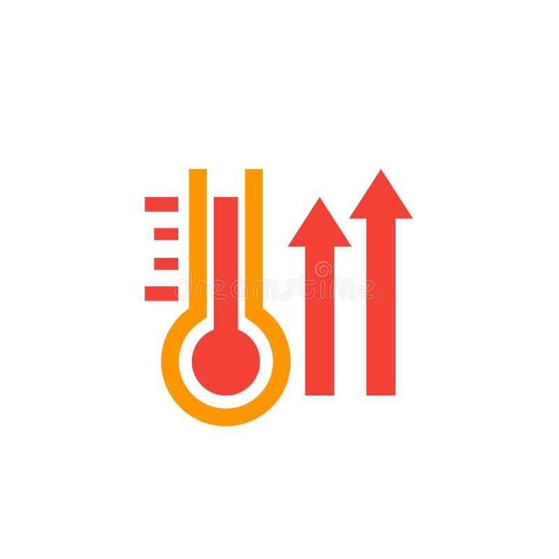 Rising Temperature Vector Icon on White Stock Vector - Illustration of ...