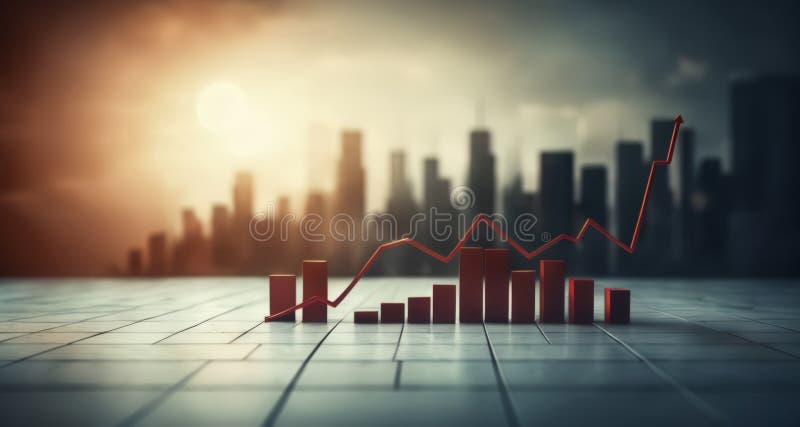 Rising To New Heights - a City Skyline and Growth Chart Stock ...