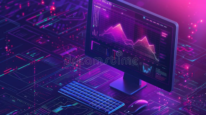 Rising Trends on Computer Graphs - a Computer Screen Displaying Line ...
