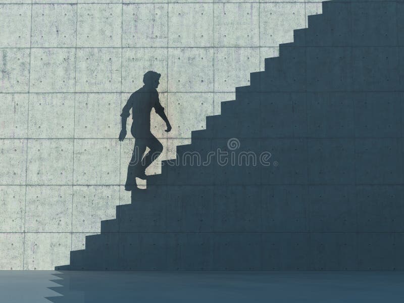 Rising up on stairs shadow stock illustration. Illustration of ...