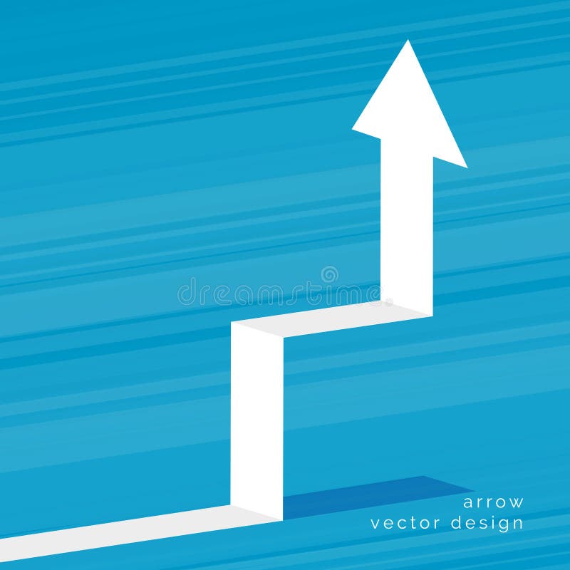 Rising White 3d Arrow on Blue Background Stock Vector - Illustration of ...