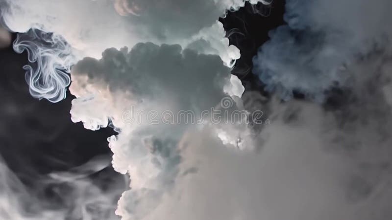 Rising White Smoke Effect on Black Background Slow Motion Stock Footage ...