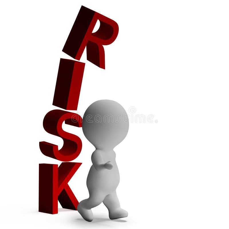 Risk and 3d Character Showing Peril and Caution Stock Illustration ...