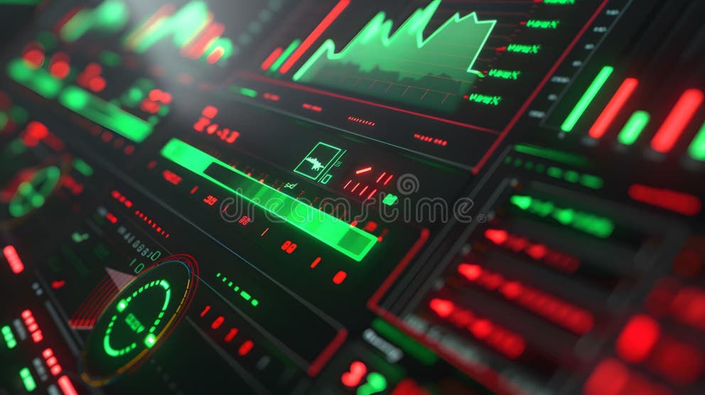Risk Analysis Red and Green Indicators on a Digital. Stock Illustration ...