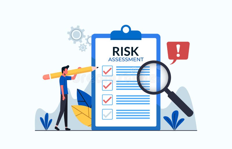 Risk Assessment Concept with Form and Magnifier Vector Illustration ...
