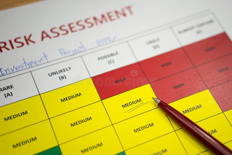 Risk Assessment Evaluation on Paperwork - Business Working Scene. Stock ...