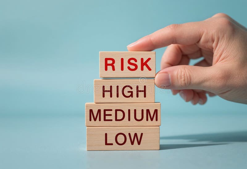 Risk Assessment with LOW, MEDIUM, HIGH, and RISK Labels Stock ...