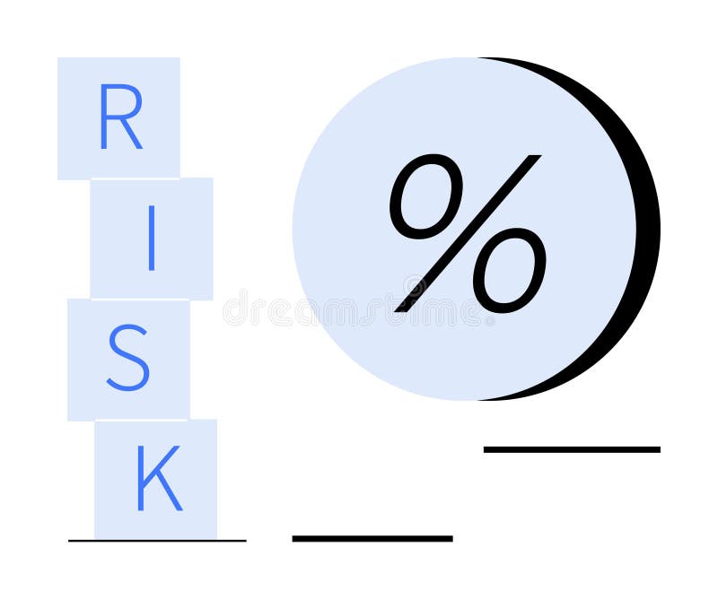 Risk Assessment with Percentage Symbol Overlapping Blue Box Stack Stock ...
