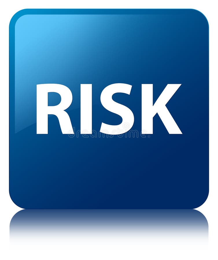 Risk blue square button stock illustration. Illustration of warning ...