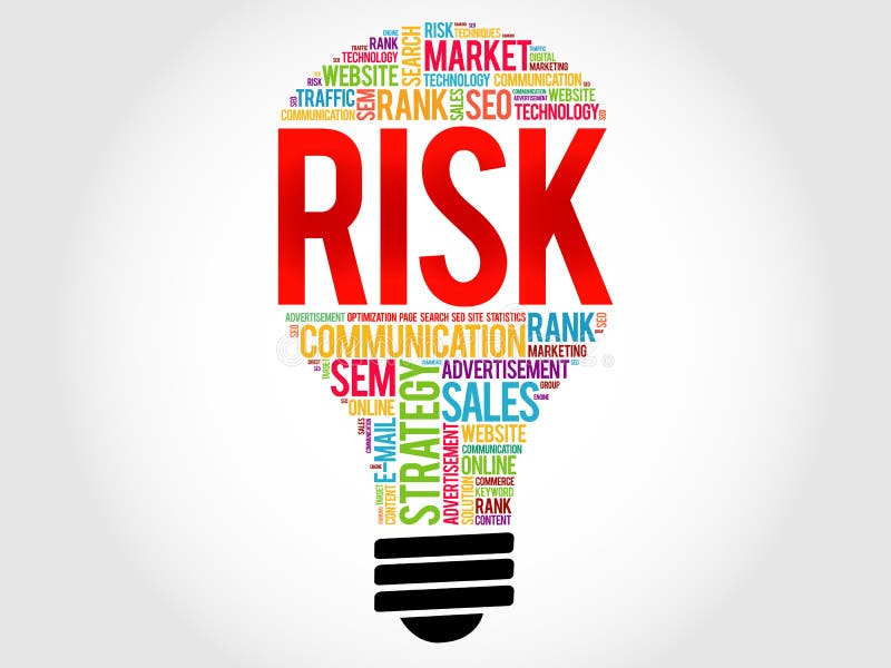 RISK bulb word cloud stock illustration. Illustration of value - 205953197