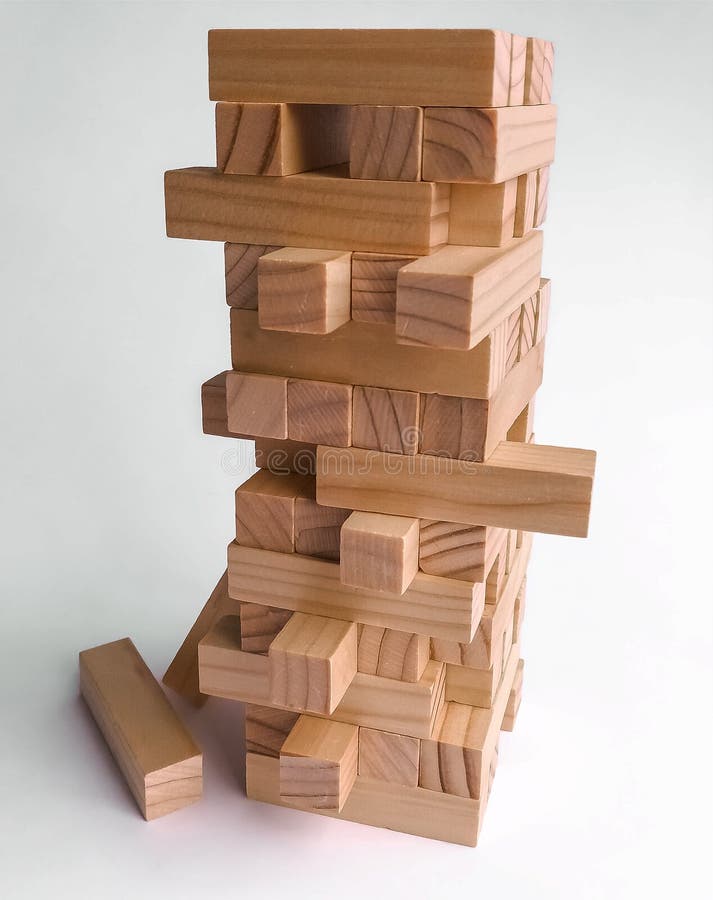 Risk Concept, Blocks of Wood. Jenga Game Stock Image - Image of ...