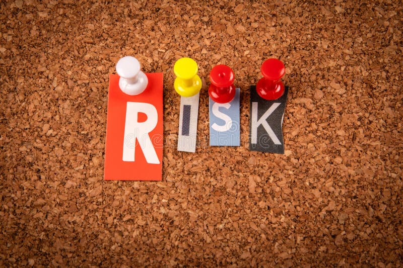 RISK Concept. Letters Pinned To a Cork Notice Board Stock Photo - Image ...