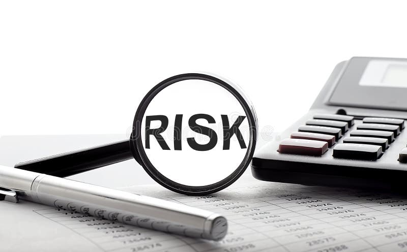 RISK Concept. Magnifier Glass with Text on Chart with Pen and ...