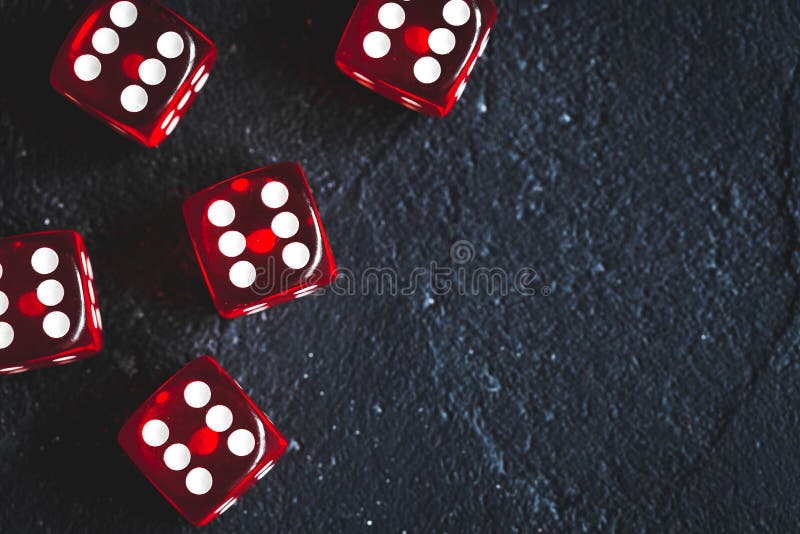 Risk Concept Playing Dice at Dark Wooden Background Top View Stock ...