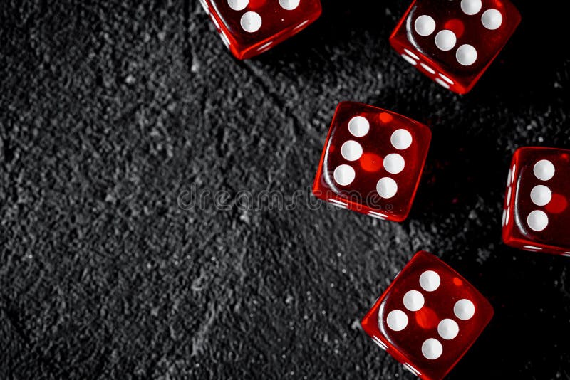 Risk Concept Playing Dice at Dark Wooden Background Top View Stock ...