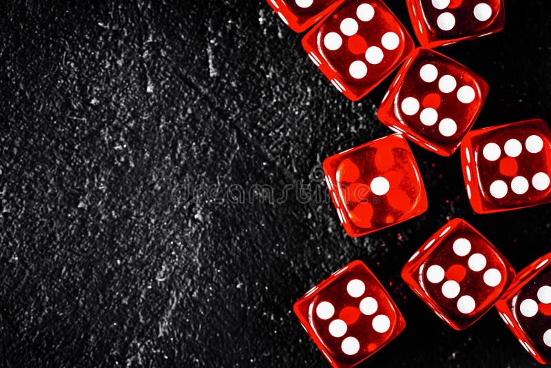 Risk Concept Playing Dice at Dark Wooden Background Top View Stock ...