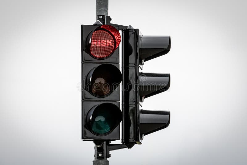 RISK Concept. Traffic Light with Red Light Stock Photo - Image of price ...