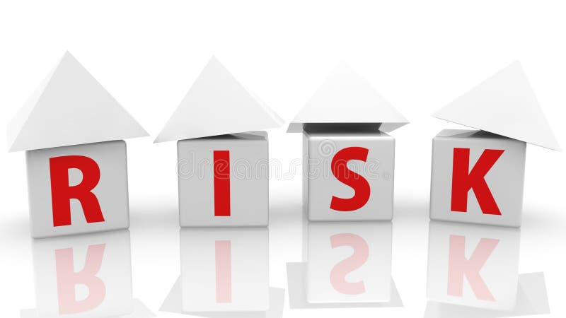 Risk Concept on White Cubes with Roofs Stock Illustration ...