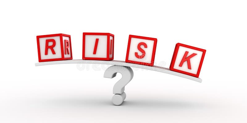Risk Cubes Balancing on Question. 3D Rendering. Stock Illustration ...