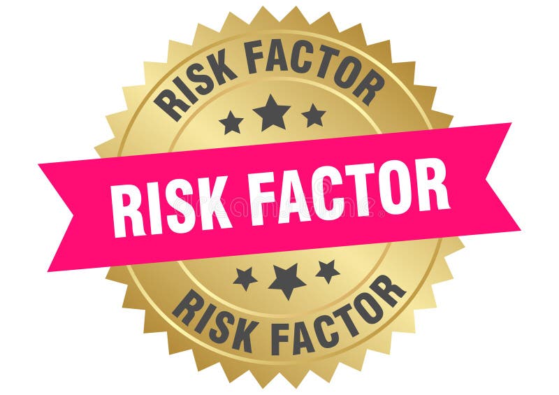 Risk Factor. Risk Factor Round Pink and Gold Label Isolated on ...
