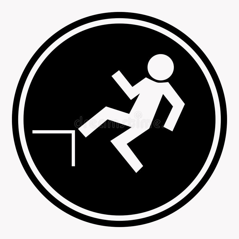Risk of Falling from Height of Human Danger Sign Black Circle Isolated ...