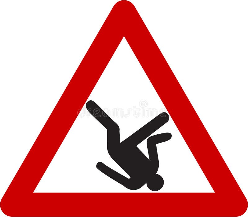 Risk of Falling Warning Sign Stock Illustration - Illustration of ...