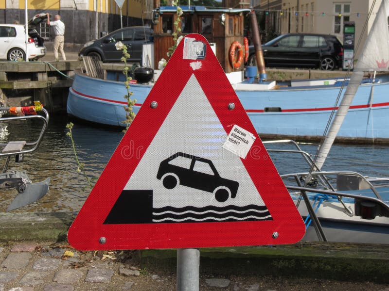 Risk of Falling into Water Sign Editorial Stock Photo - Image of symbol ...