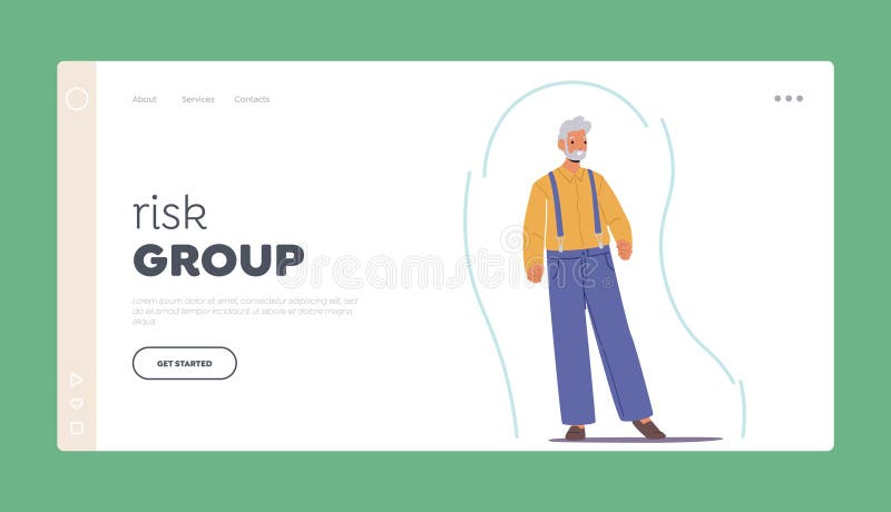 Risk Group Landing Page Template. Senior Man Inside of Strong Immunity ...