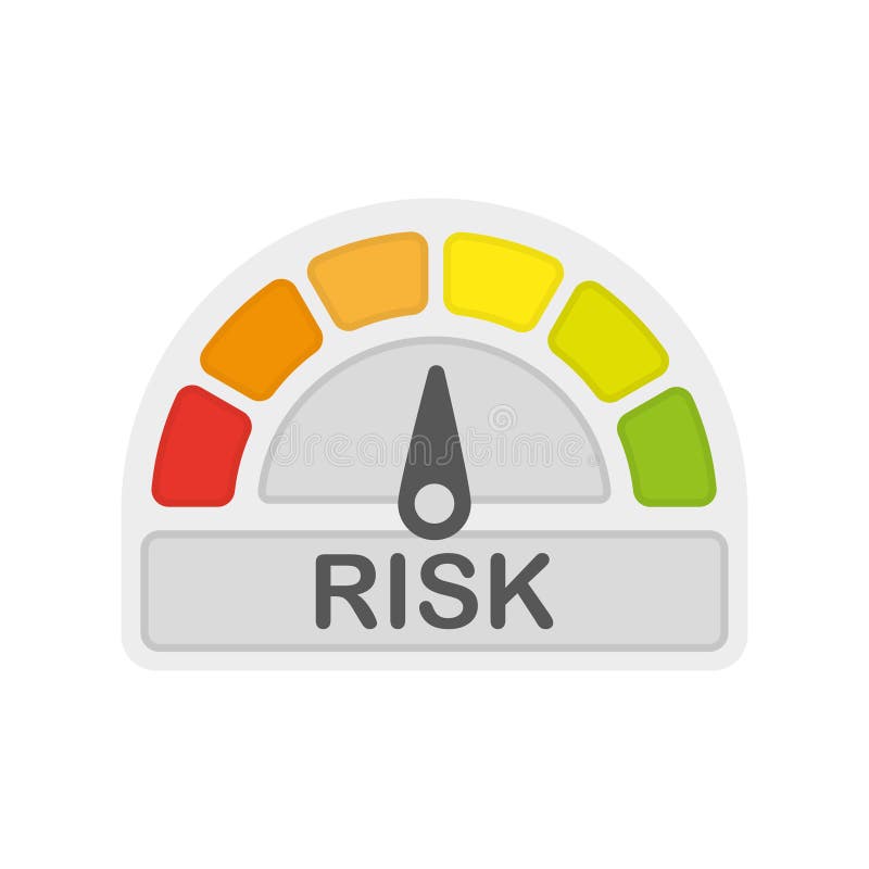 Risk Icon on Speedometer on White Background. High Risk Meter. Vector ...