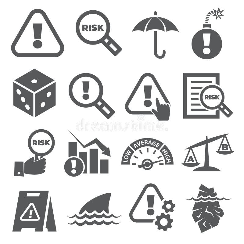 Risk Icons Set on White Background Stock Vector - Illustration of icon ...