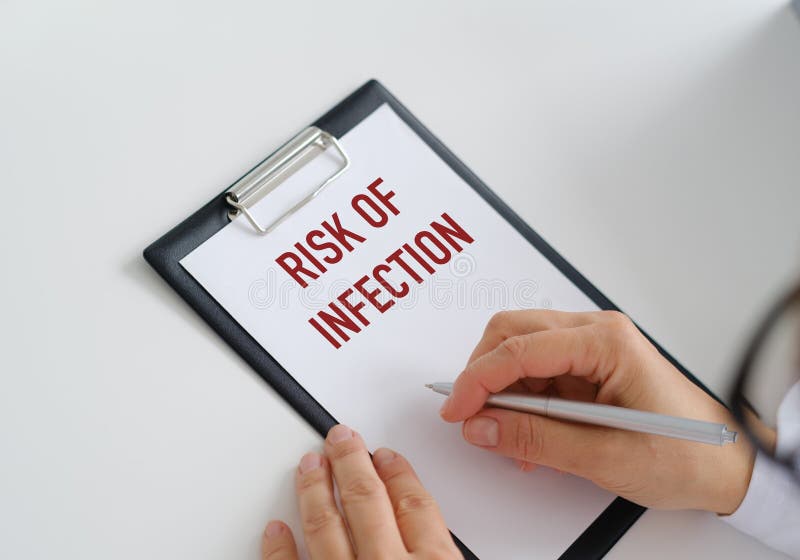 Risk of Infection Text Written on a Paper Tablet in the Hands of a ...