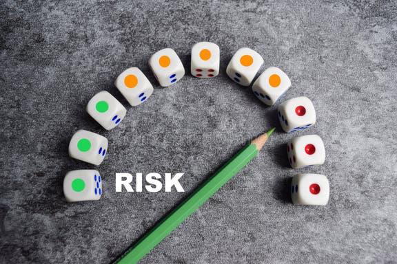 Risk Level Meter Indicating High Level of Risk on Dice Stock Image ...