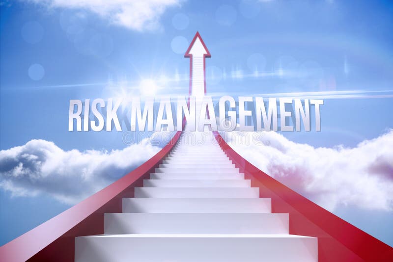 Risk Management Against Red Steps Arrow Pointing Up Against Sky Stock ...