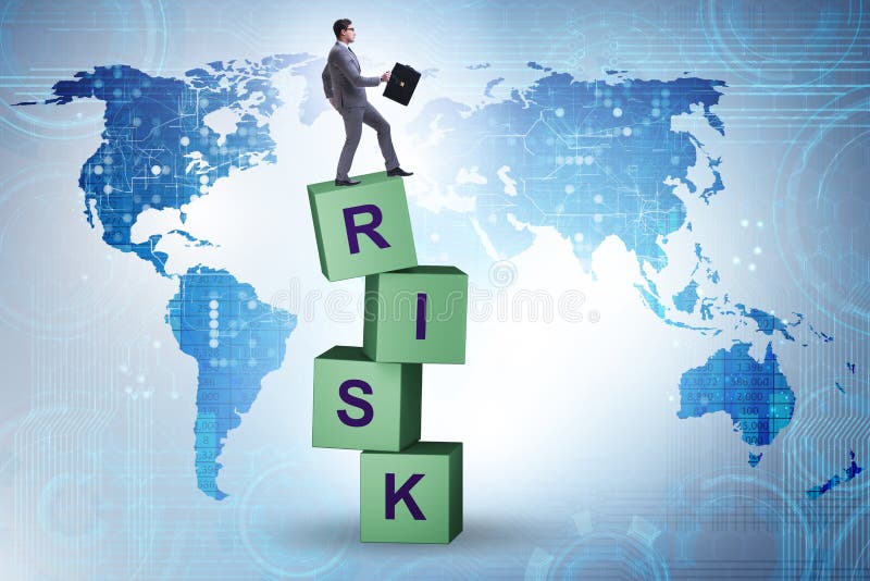Risk Management Concept with Businessman on Cubes Stock Illustration ...