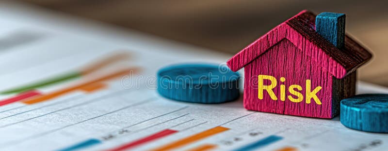 Risk Management Concept with House Model and Financial Report Stock ...