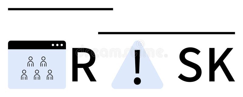 Risk Management Graphics Team Meeting on Screen, Exclamation Triangle ...