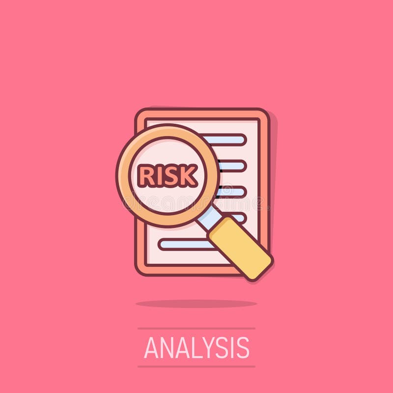 Risk Management Icon in Comic Style. Document Cartoon Vector ...