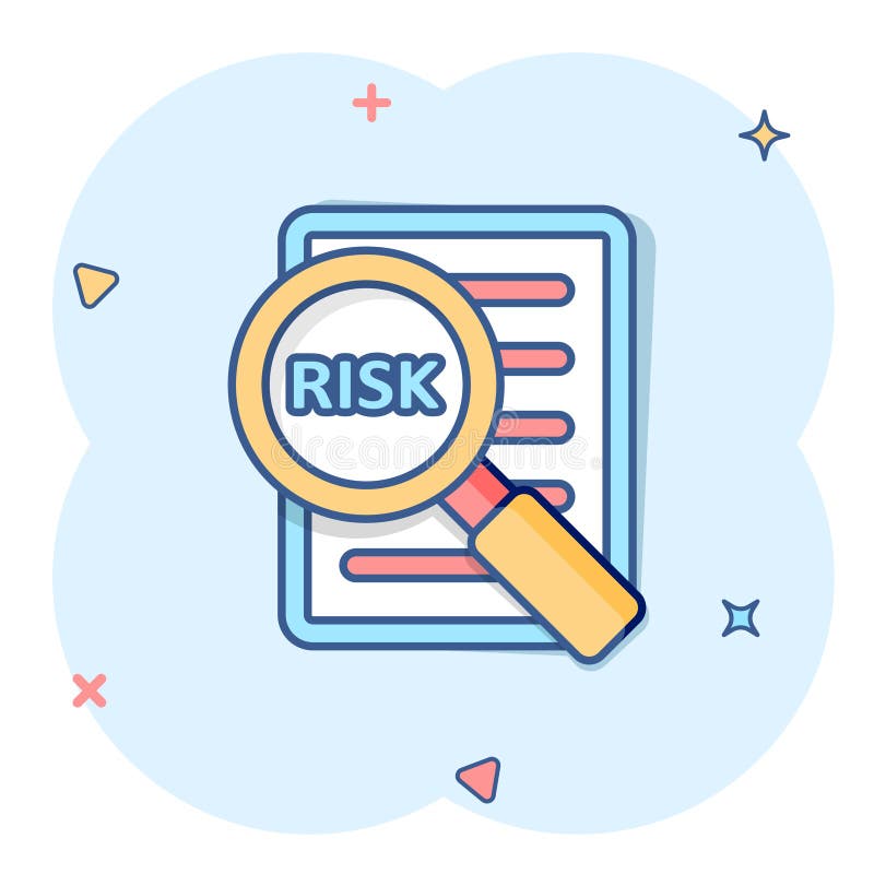Risk Management Icon in Comic Style. Document Cartoon Vector ...