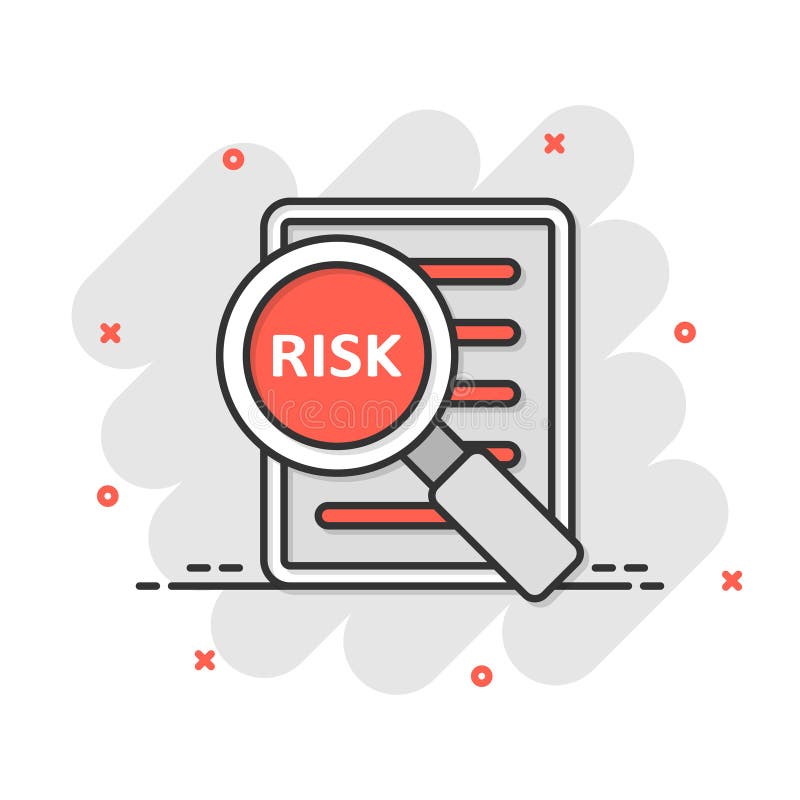 Risk Management Icon in Comic Style. Document Cartoon Vector ...