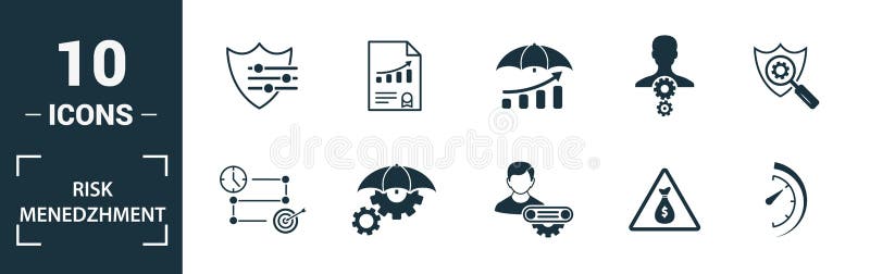 Risk Management Icon Set. Include Creative Elements Risk Management ...