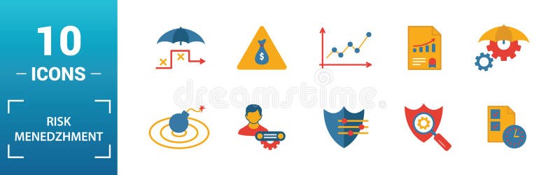 Risk Management Icon Set. Include Creative Elements Risk Management ...