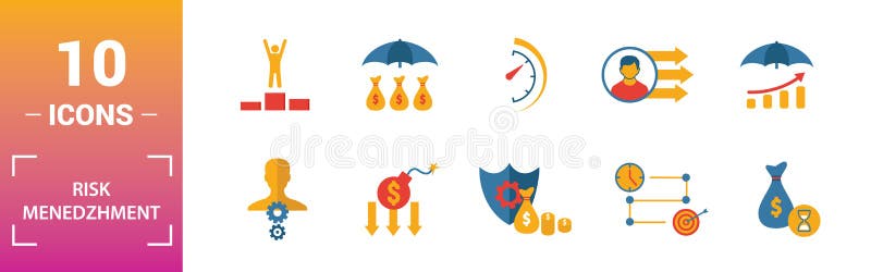 Risk Management Icon Set. Include Creative Elements Risk Management ...