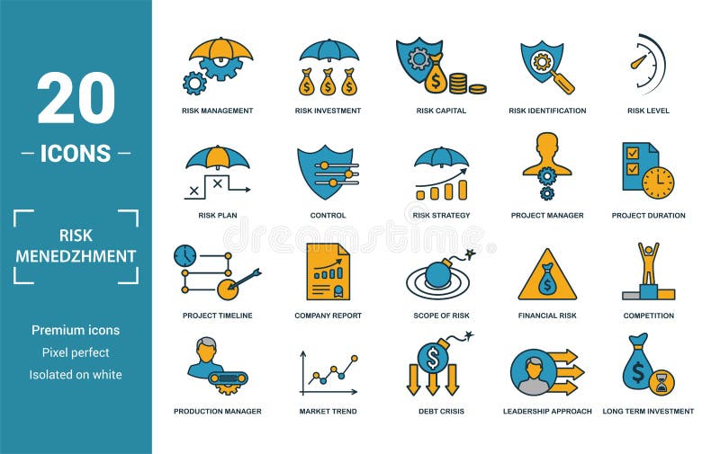 Risk Management Icon Set. Include Creative Elements Risk Management ...