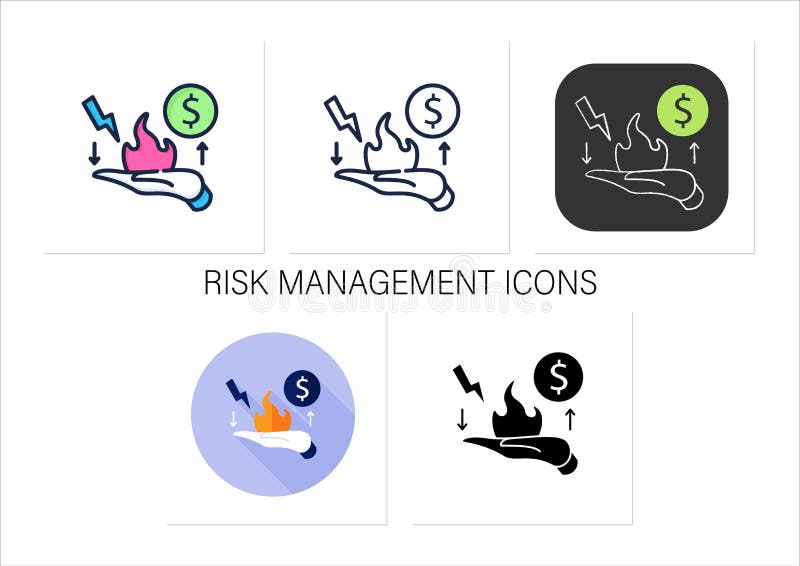 Risk management icons set stock vector. Illustration of fire - 245243834